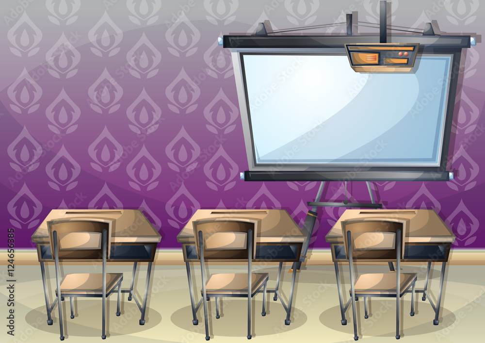 cartoon vector illustration interior classroom with separated layers in ...