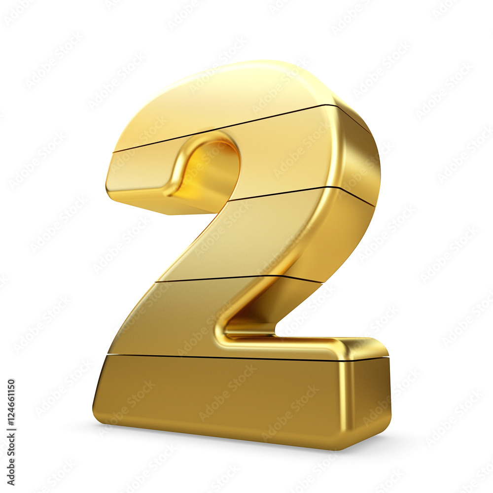 Poster 3d gold number 2 two isolated white background. – Wall Art ...