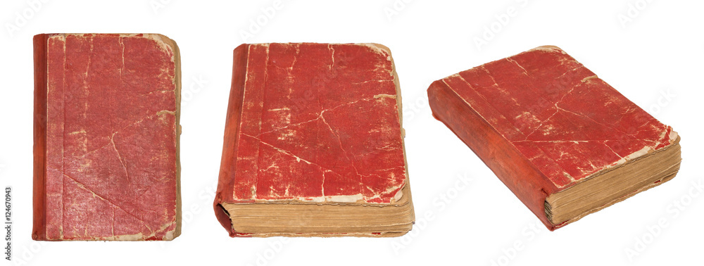 Old torn book isolated on white background. Vintage Book photographed ...