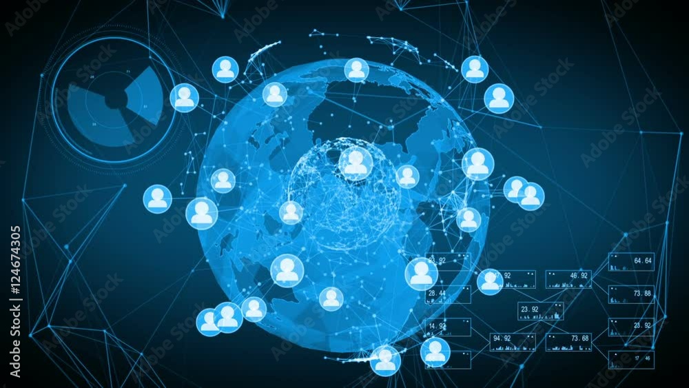 Video Stock Global Social Network Around the World. 3d seamless ...
