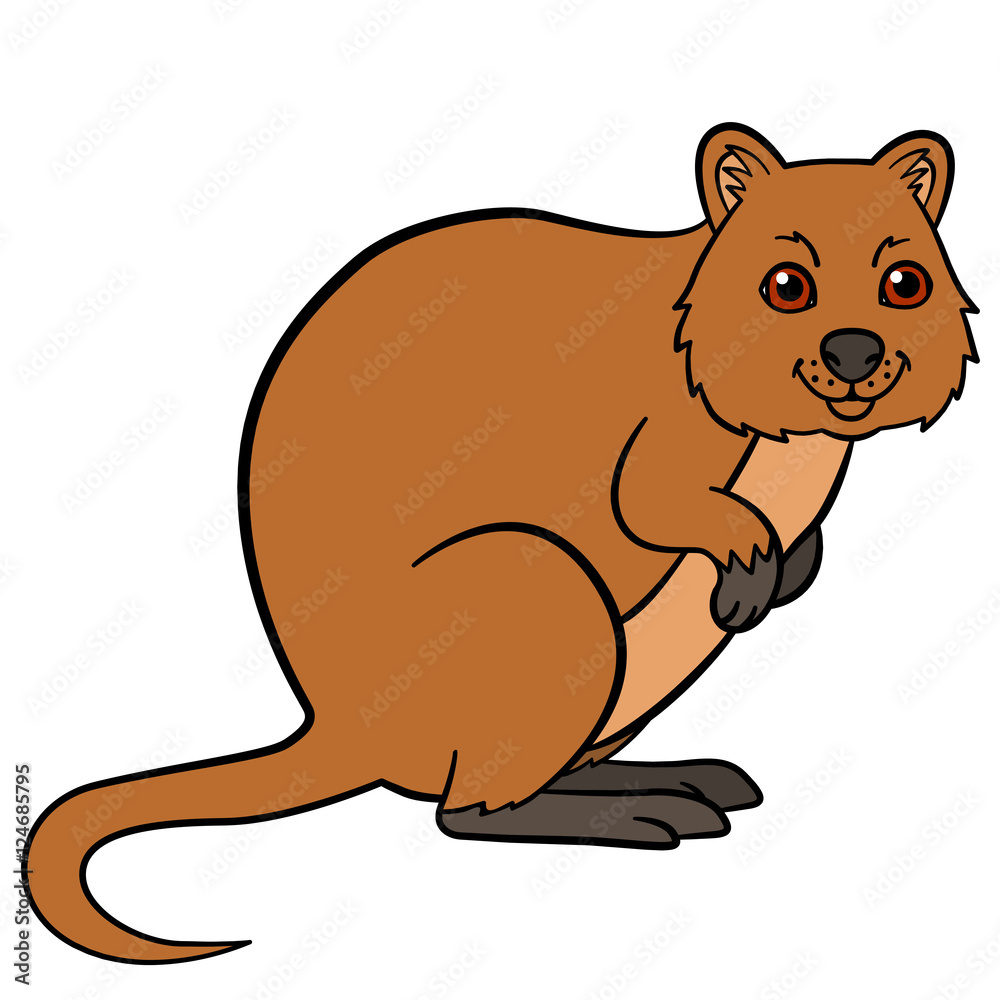 Cartoon animals. Little cute quokka smiles. Stock Vector | Adobe Stock