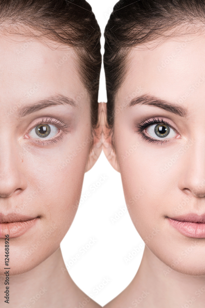 Comparative portrait of female face Stock Photo | Adobe Stock