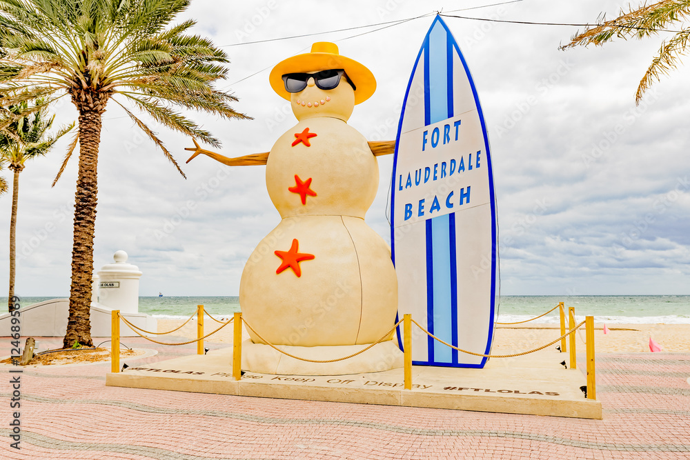 Florida snowman on Fort Lauderdale Beach Photos | Adobe Stock