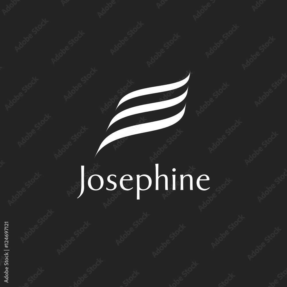 Wave logo vector illustration isolated on dark background, elegant ...