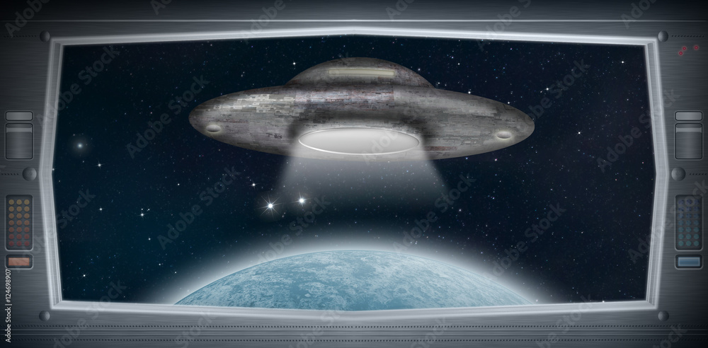 Alien view looking from a window Stock-Illustration | Adobe Stock