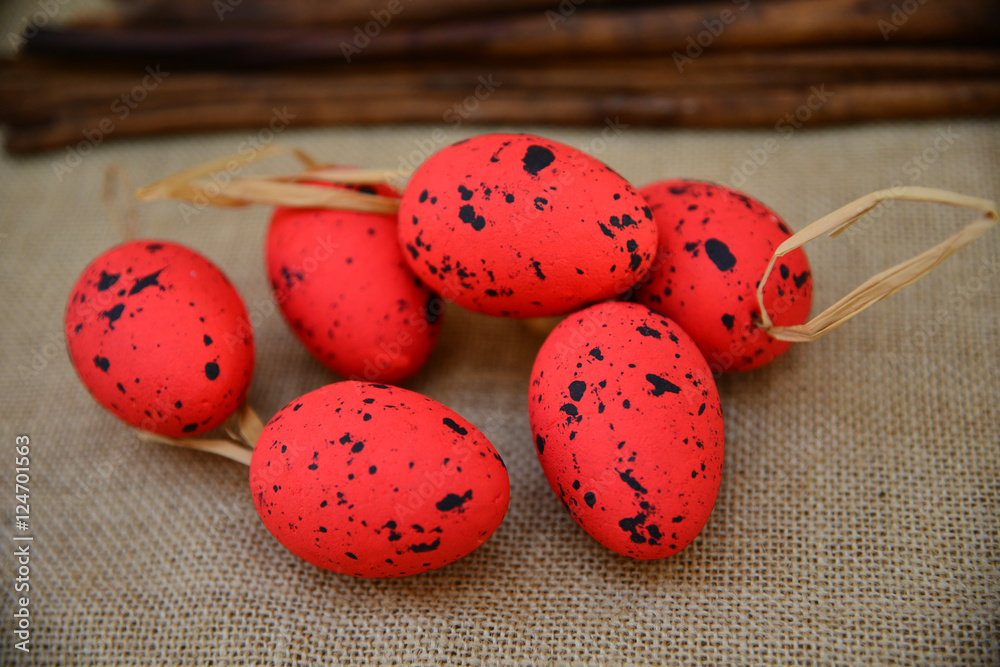 Easter traditional red egg dyeing craft Stock Photo | Adobe Stock