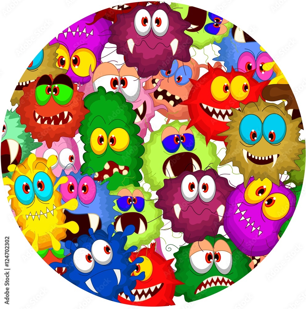 Cartoon bacteria collection set for you design Stock Illustration ...