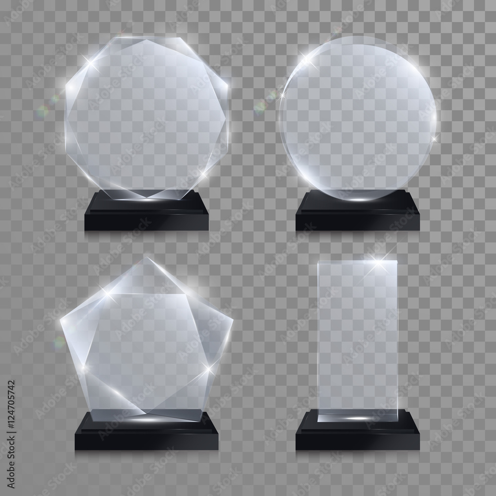 Glass trophy award. Vector crystal 3D transparent Stock Vector | Adobe ...