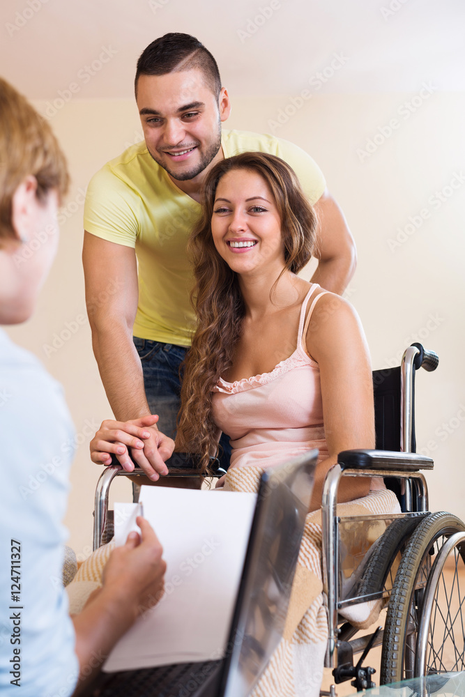 Handicapped woman in wheelchair Stock Photo | Adobe Stock