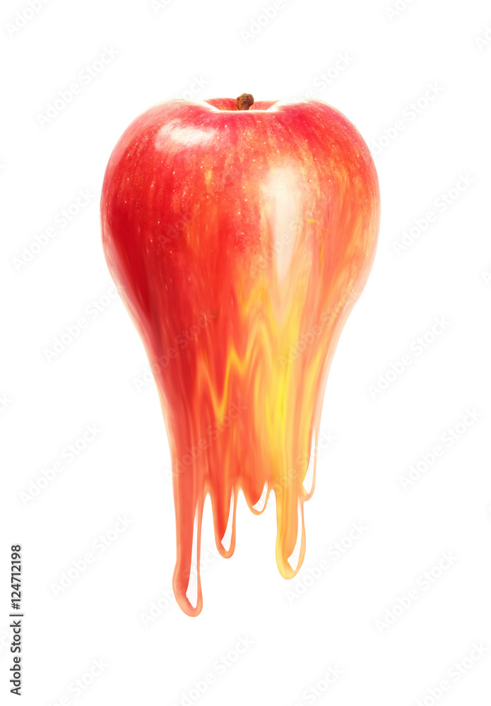 Apple turning into paint drips. Abstraction. Isolated on white ...
