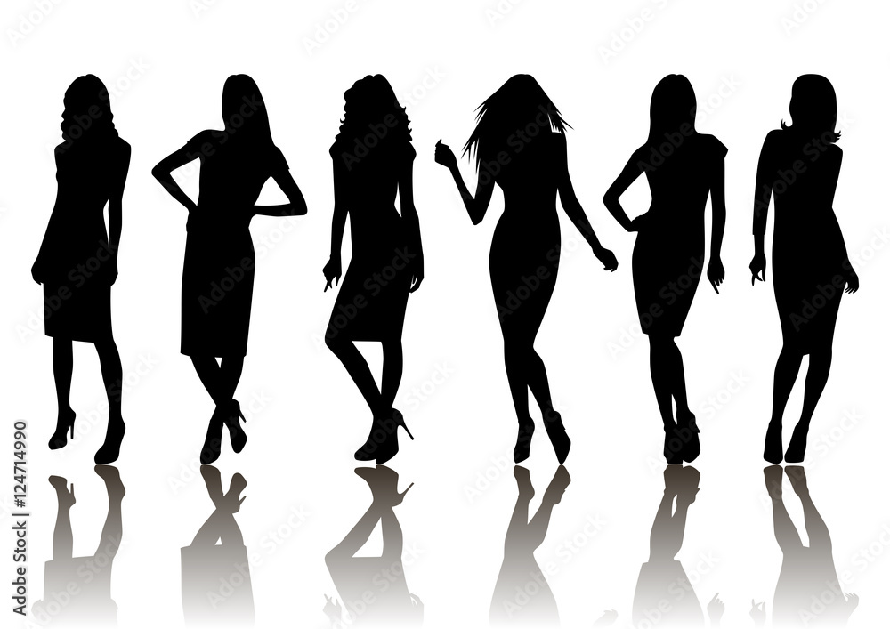 Female silhouette set Stock Vector | Adobe Stock