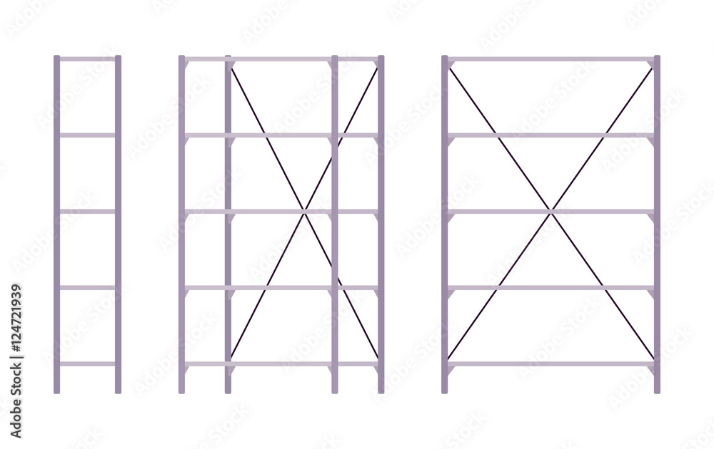 Set of metal silver standing rack shown from different positions ...
