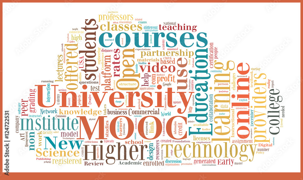 Word cloud illustration on mooc learning technology Stock Illustration ...