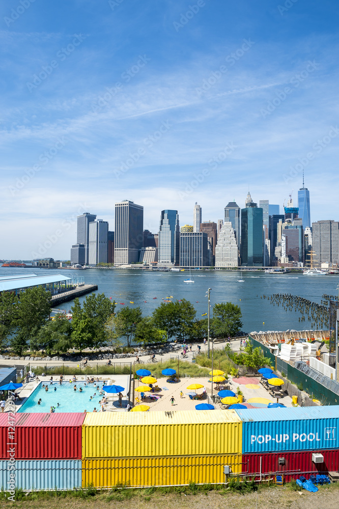 The regenerated Brooklyn Bridge Park featuring a pop-up summer pool ...