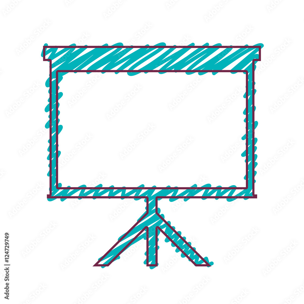 presentation board icon over white background. draw design. vector ...