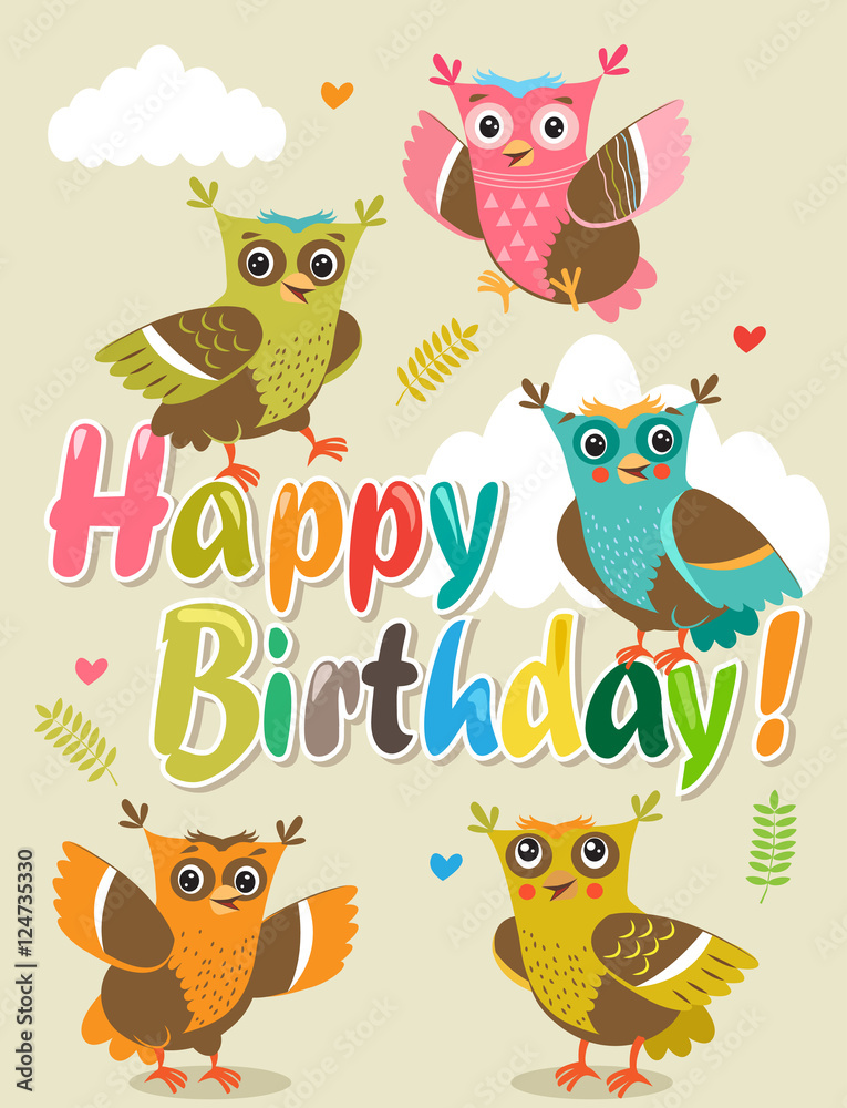 Baby Owl Happy Birthday