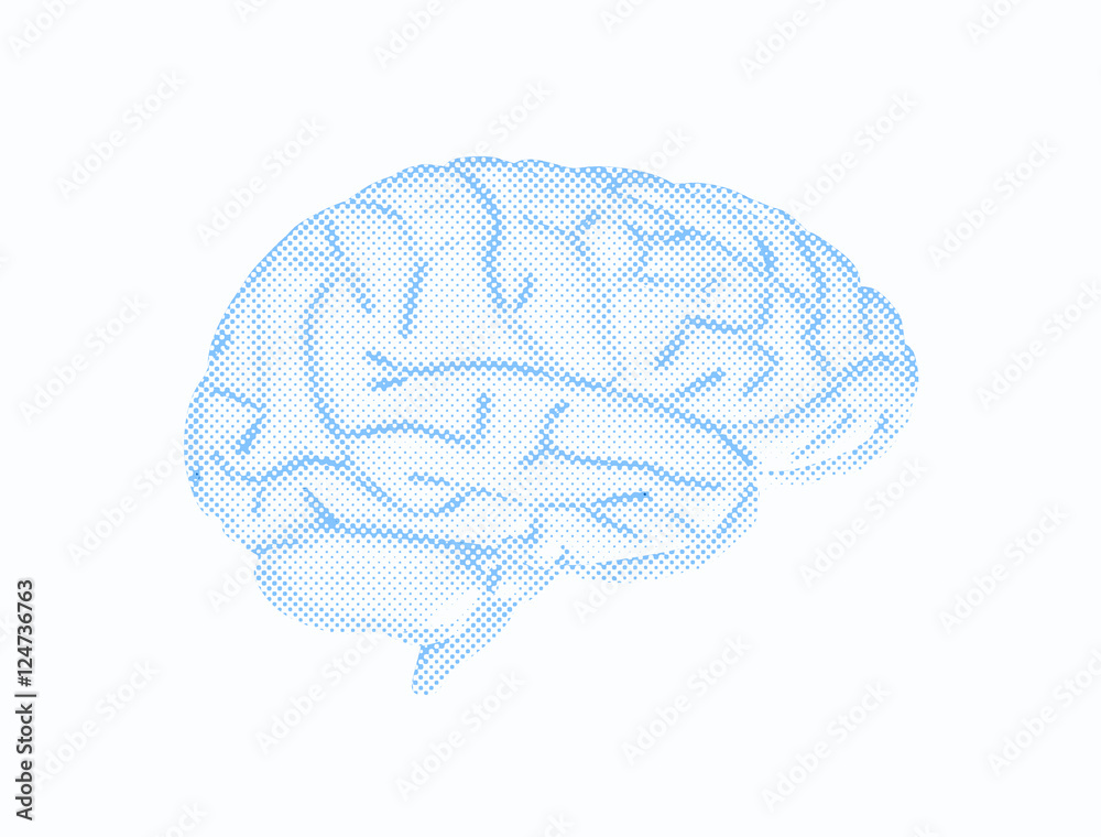 Human brain dotted design isolated on white background Stock ...