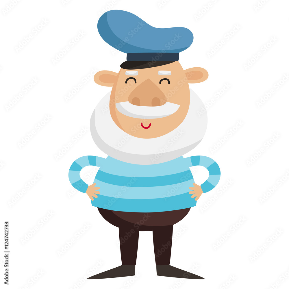 Cartoon sea captain on a white background. Vector illustration. Stock ...