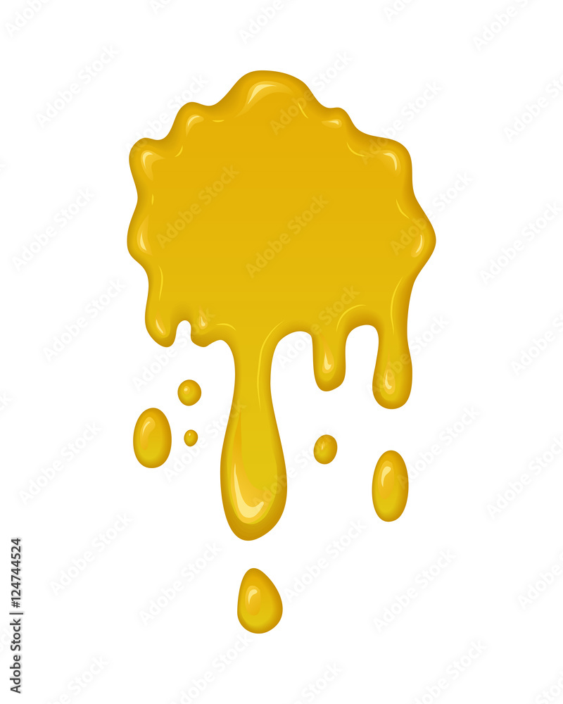 Vector splash of honey. Drop and splatter of yellow orange liquid ...
