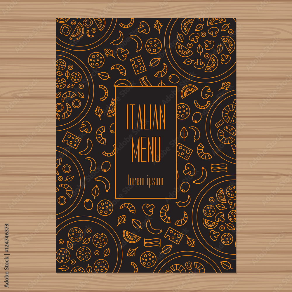 Pizza menu design. A4 size layout template. Cover restaurant brochure ...