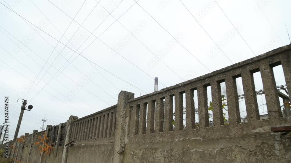 Thermal power. Old dirty power from high-voltage power lines. Outside ...