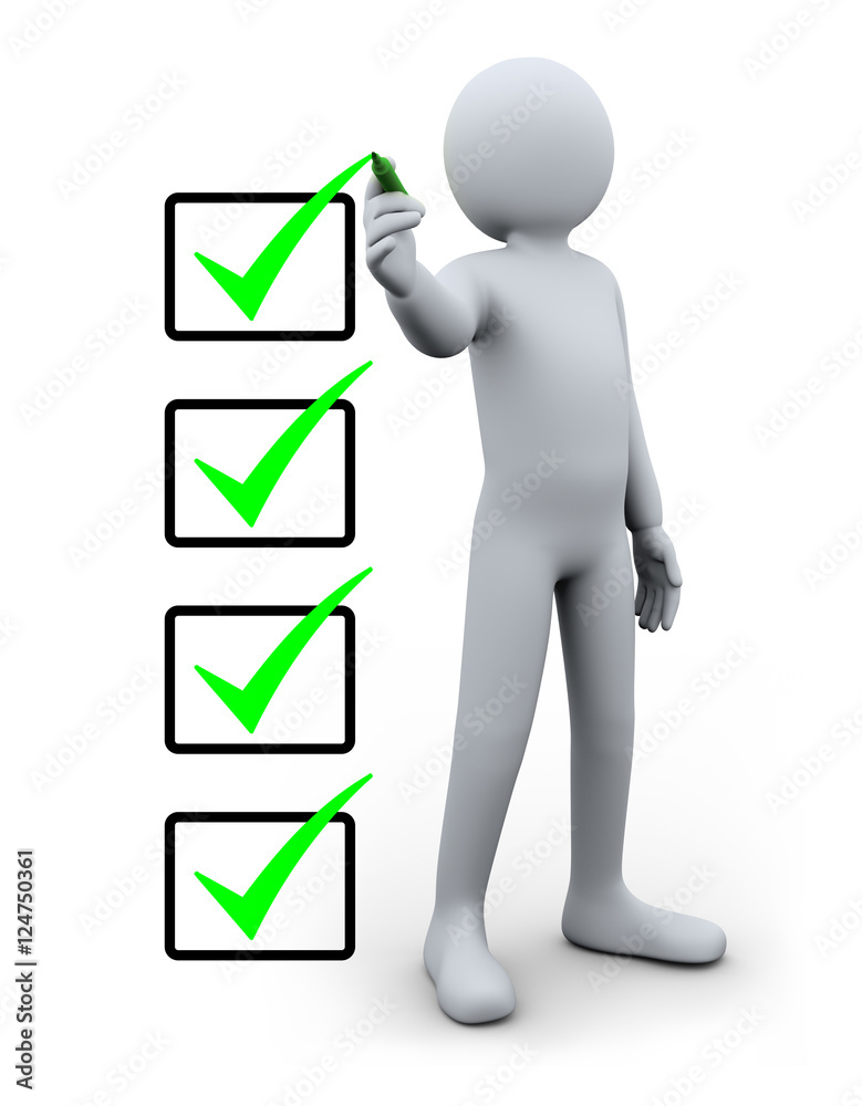 3d man and checklist Stock Illustration | Adobe Stock
