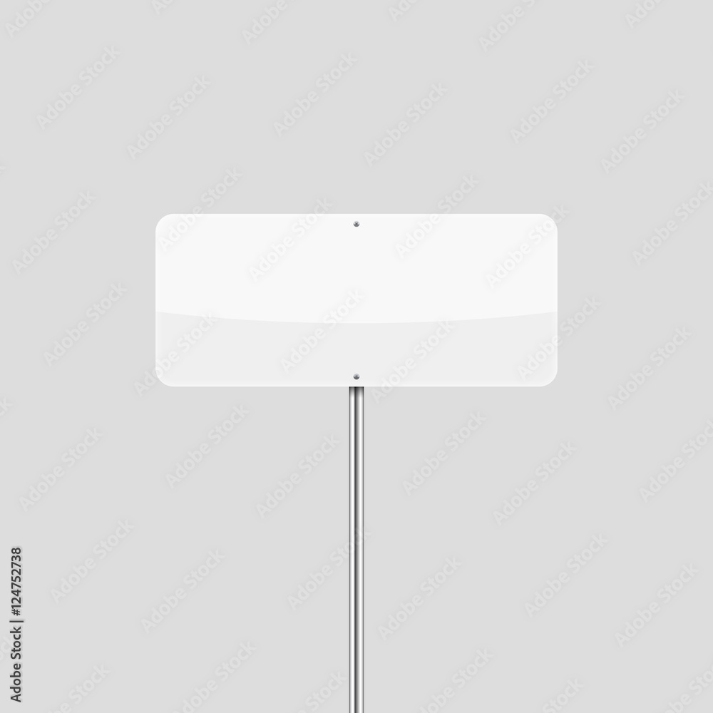 Blank white rectangular traffic sign mockup. Empty vector road sign ...