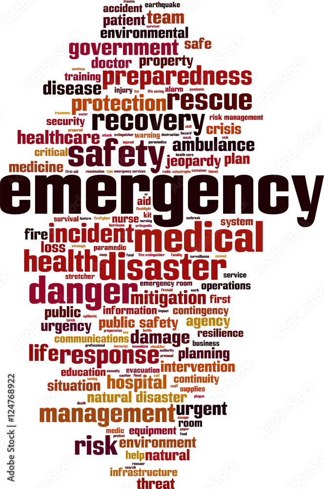 Emergency word cloud concept. Vector illustration Stock Vector | Adobe ...