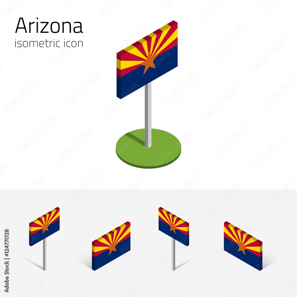 Flag of Arizona (State of Arizona, USA), vector set of isometric flat ...