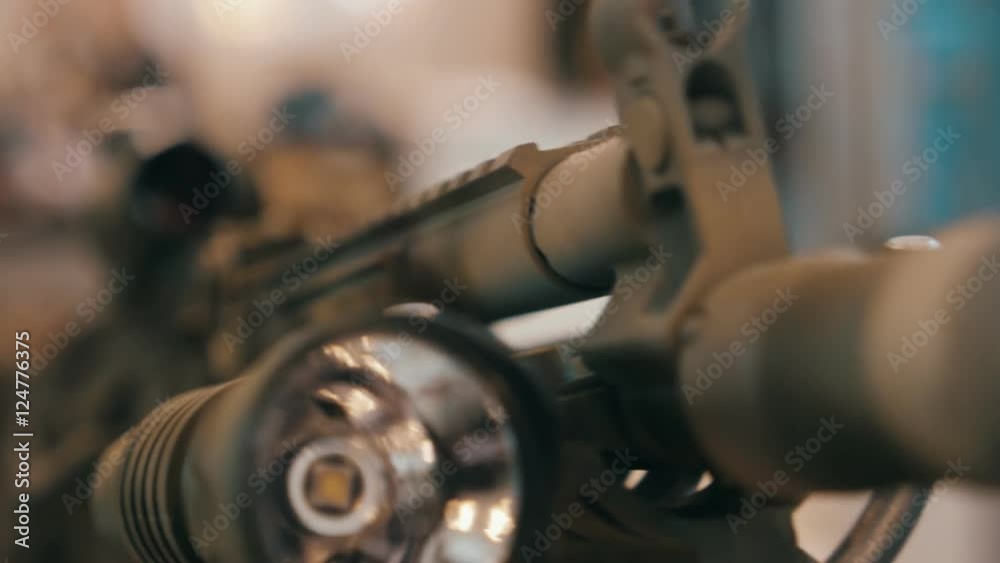 The famous Russian AK-47 automatic with a telescopic sight, flashlight ...