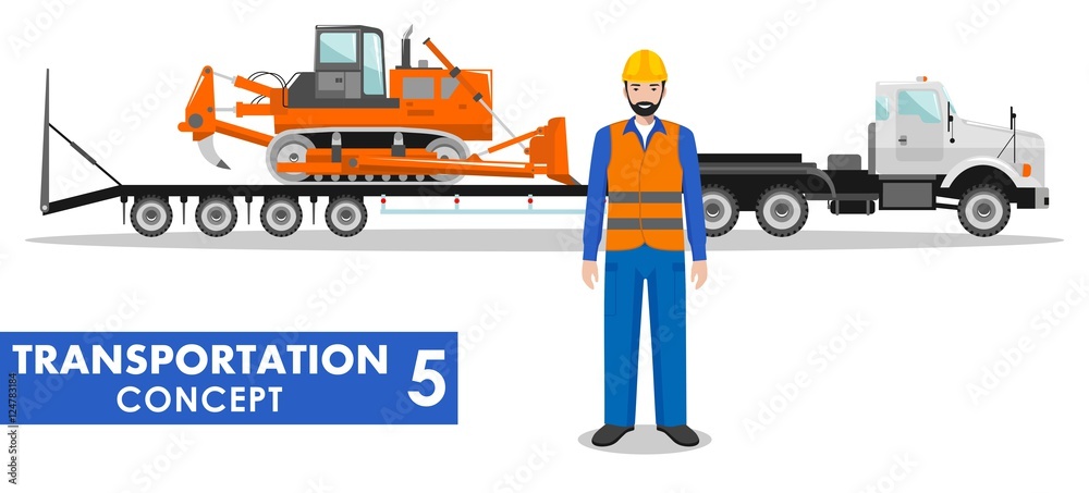 Transportation concept. Detailed illustration of auto transporter ...