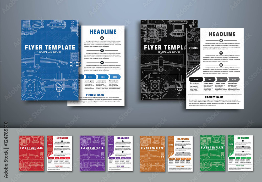 6 Technical Blueprint Flyer Layouts Stock Template | Adobe Stock