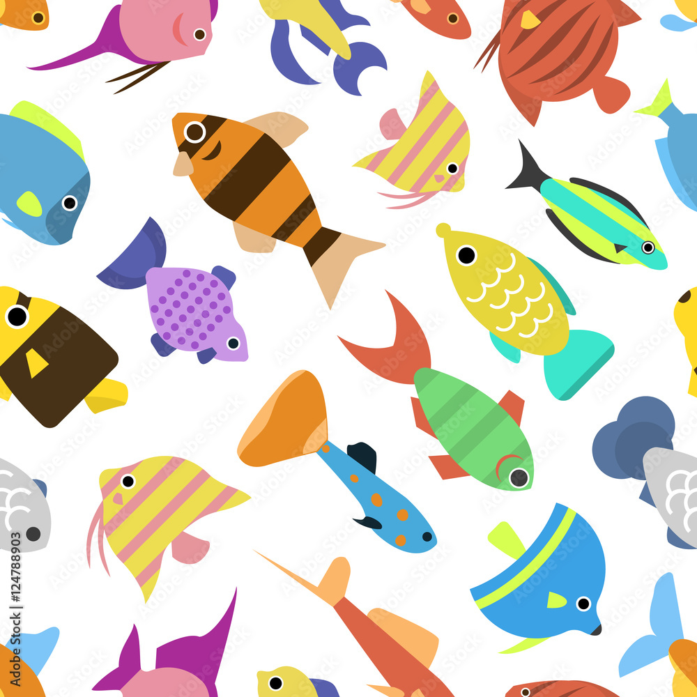 Cute fish vector illustration seamless pattern Stock Vector | Adobe Stock