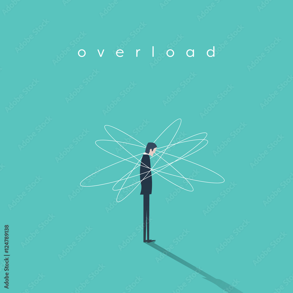 Work or job overload and stress vector concept with businessman symbol ...