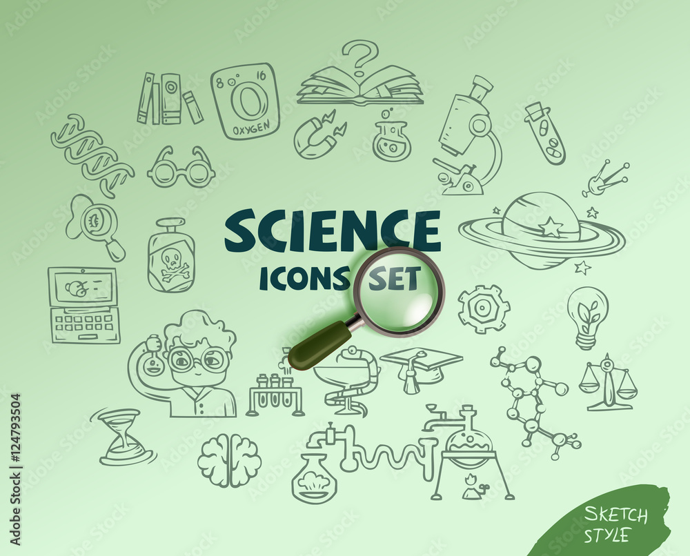 Science icons set sketch style Stock Vector | Adobe Stock