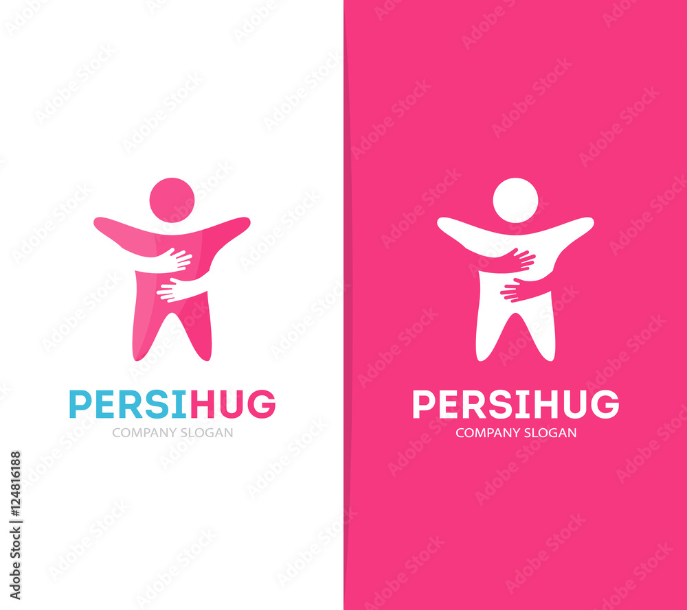 Vector man and hands logo combination. Human and embrace symbol or icon ...