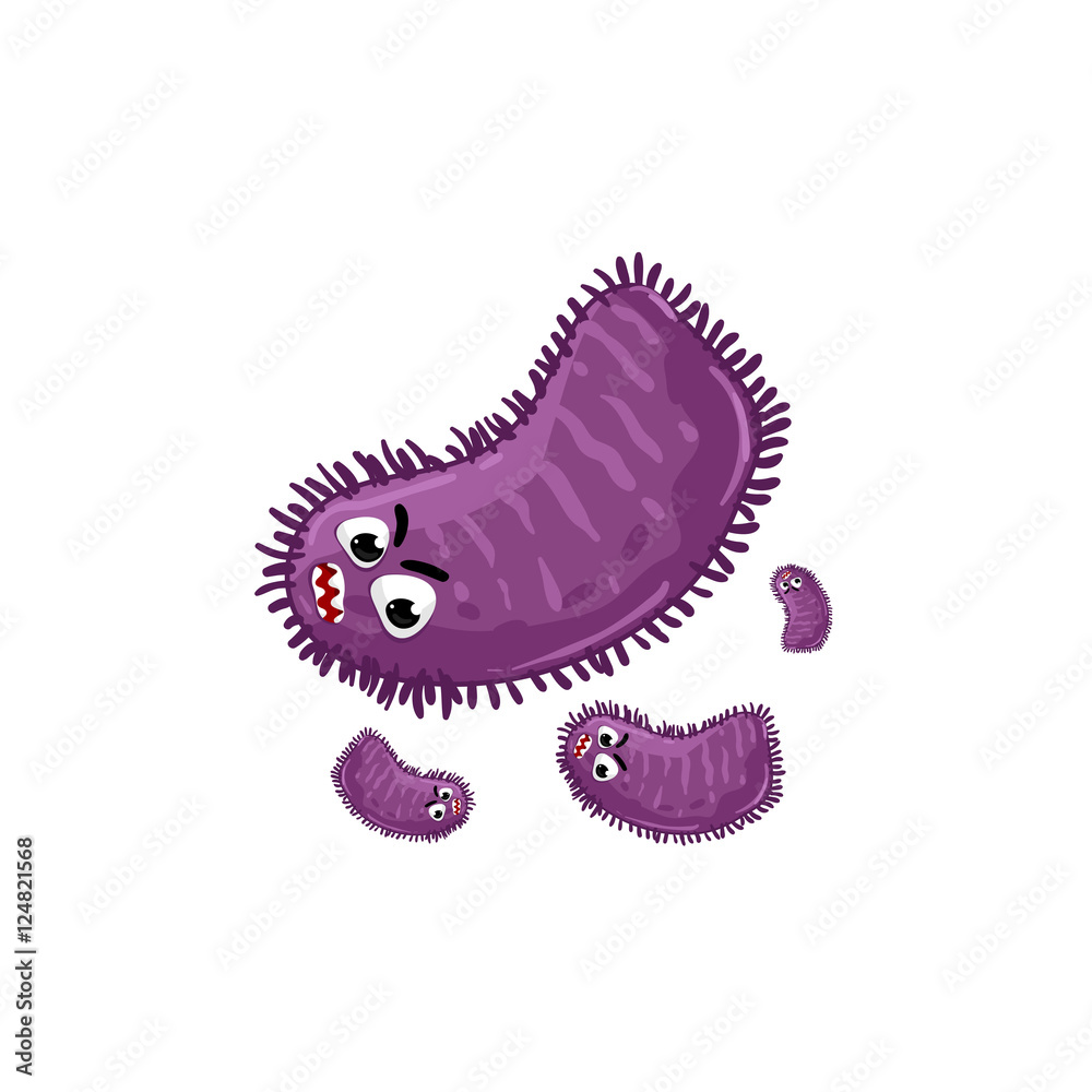 Cartoon bacteria character isolated vector illustration on white ...