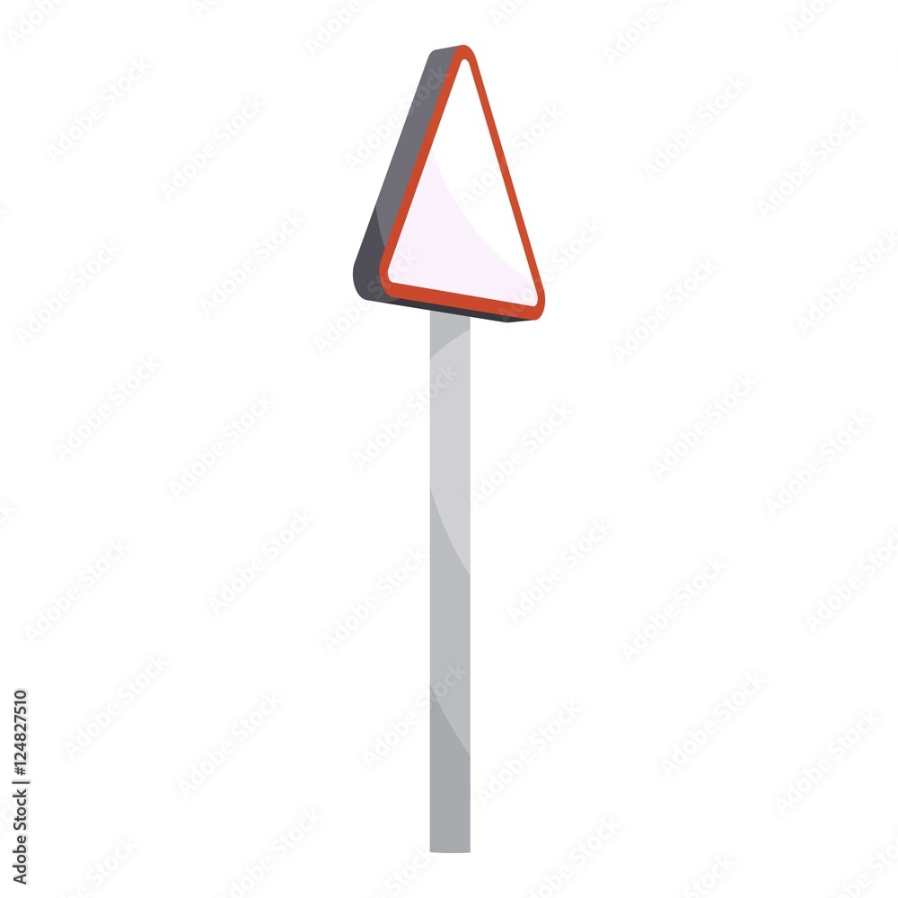 Road sign triangle with red rim icon. Cartoon illustration of road sign ...