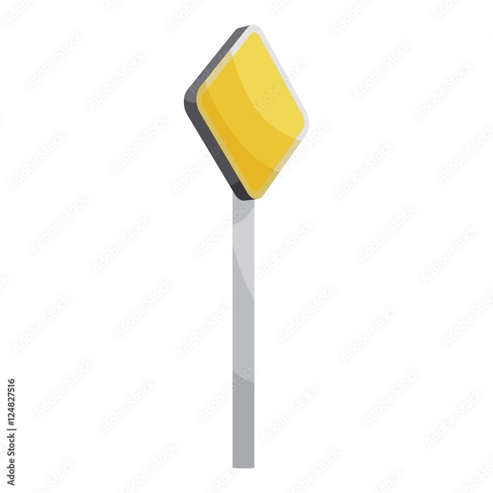 Road sign yellow rhombus icon. Cartoon illustration of road sign yellow ...