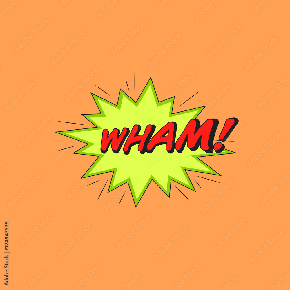 Classic comics book speech sticker WHAM! with crushed glass symb Stock ...