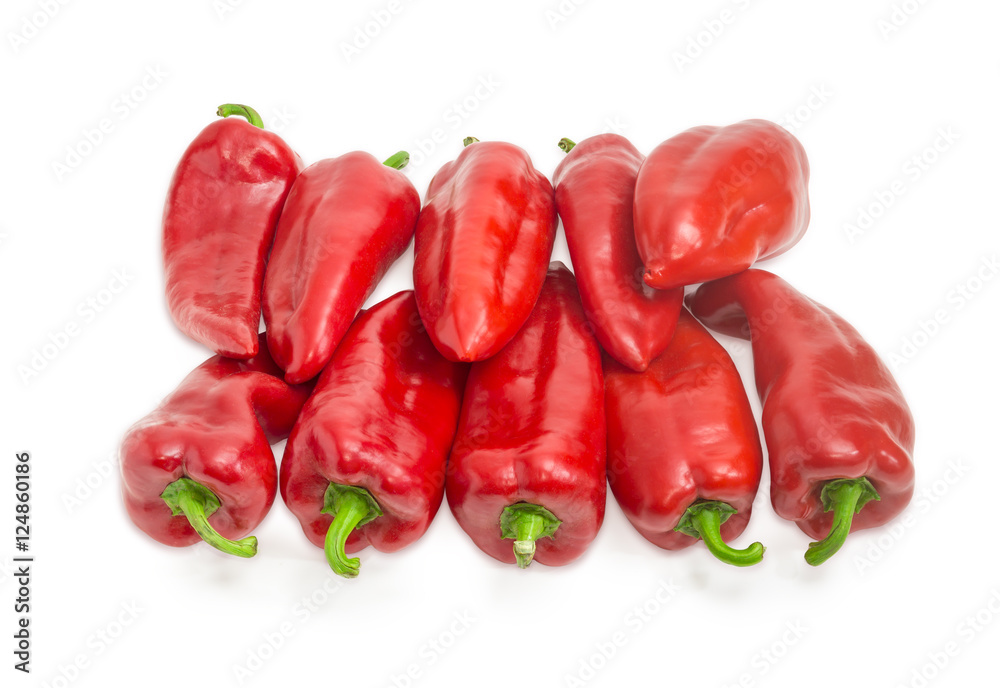 Pile of sweet red Kapia peppers on a light background Stock Photo ...