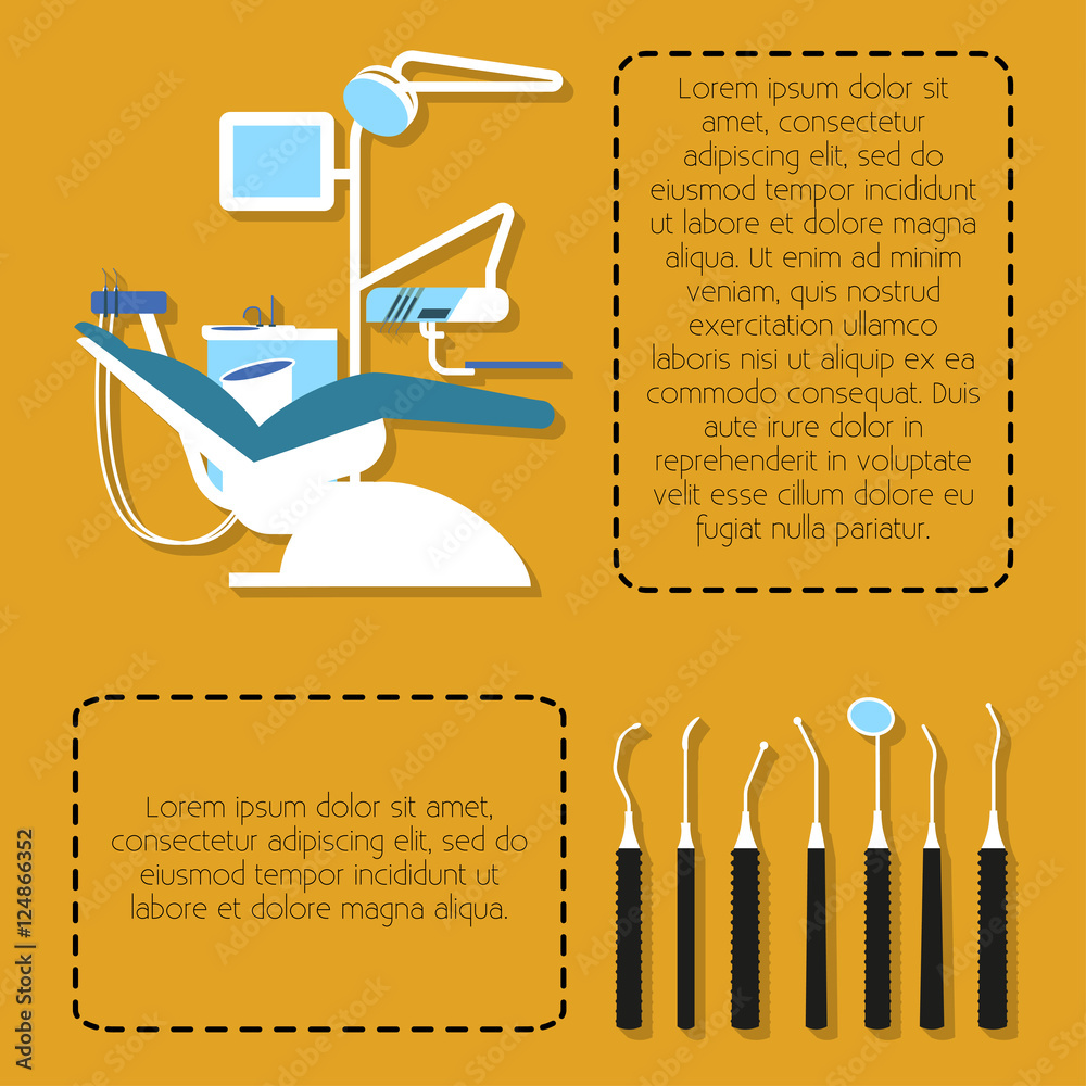 Dental tools Vector illustration Set of dental instruments Poster in ...