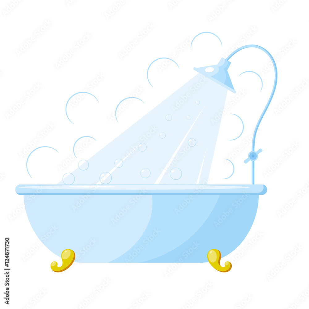 Vettoriale Stock Vector illustration of a bath with shower. Cartoon ...