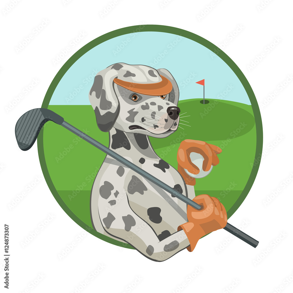 Dog Dalmatians playing Golf/ Dog Dalmatian loves to play Golf is a ...