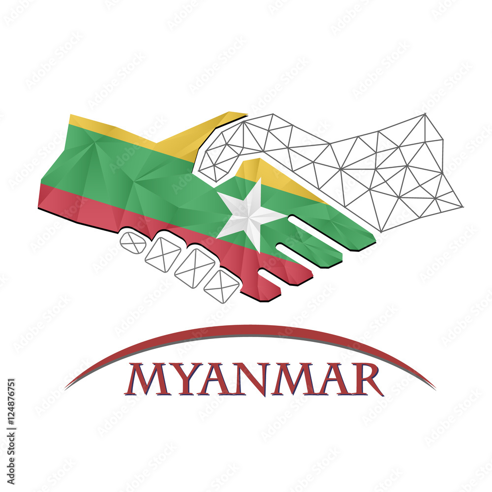 Handshake logo made from the flag of Myanmar Stock Vector | Adobe Stock