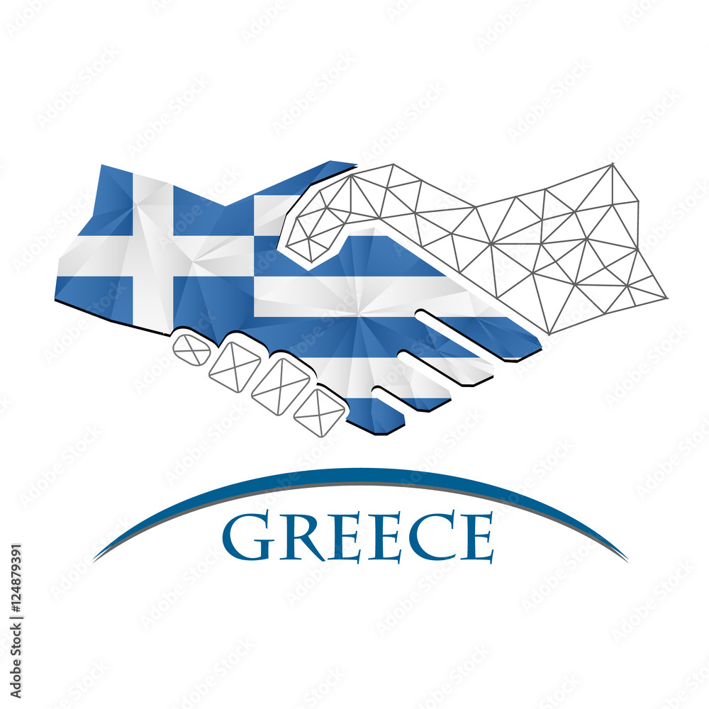 Handshake logo made from the flag of Greece. Stock Vector | Adobe Stock