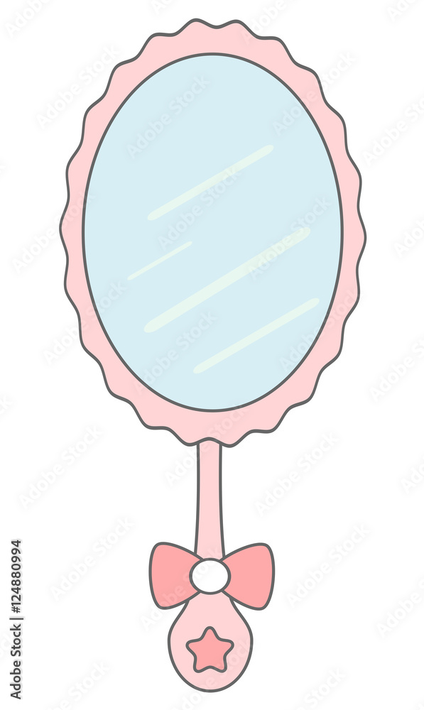 cute cartoon pink mirror vector illustration Stock Vector | Adobe Stock