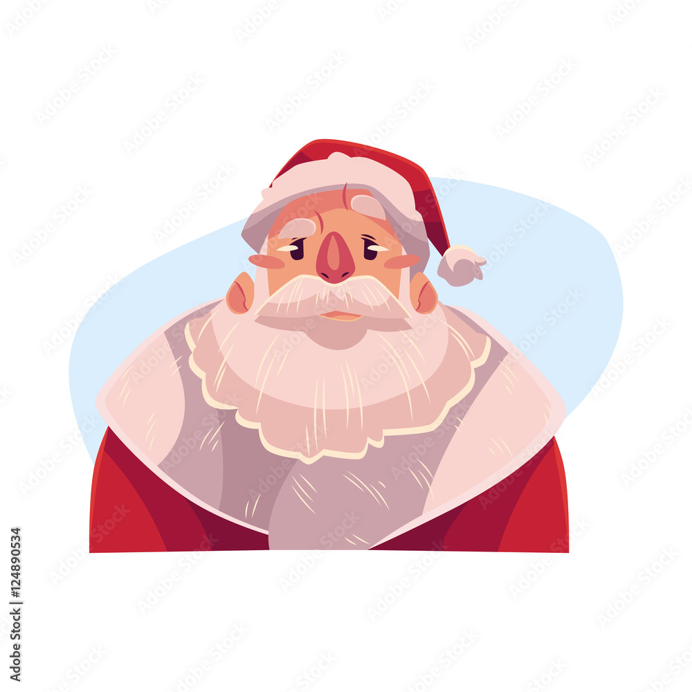 Santa Claus face, angry facial expression, cartoon vector illustrations ...