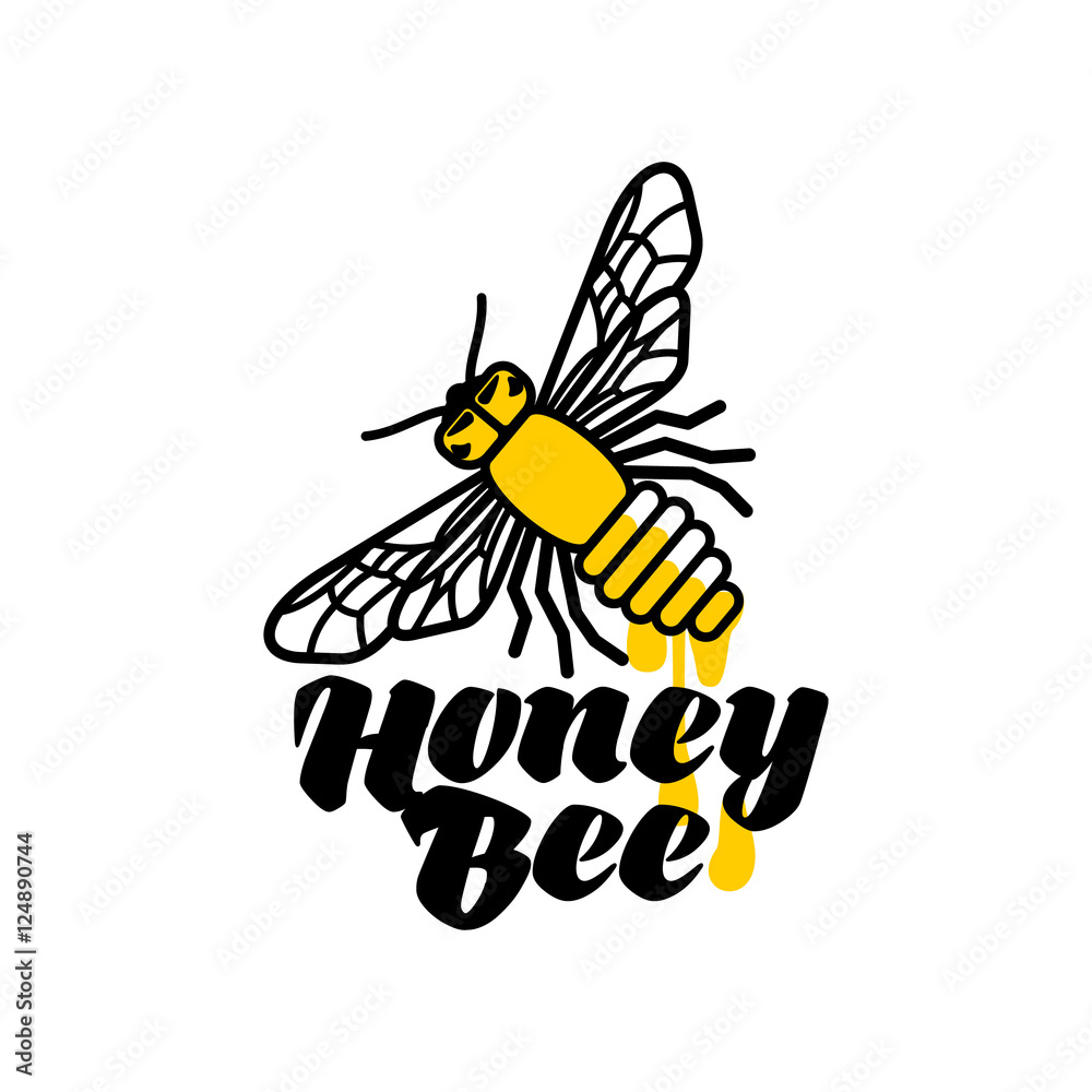 Bee, honey, apiary logo, sketch style vector illustrations isolated on ...