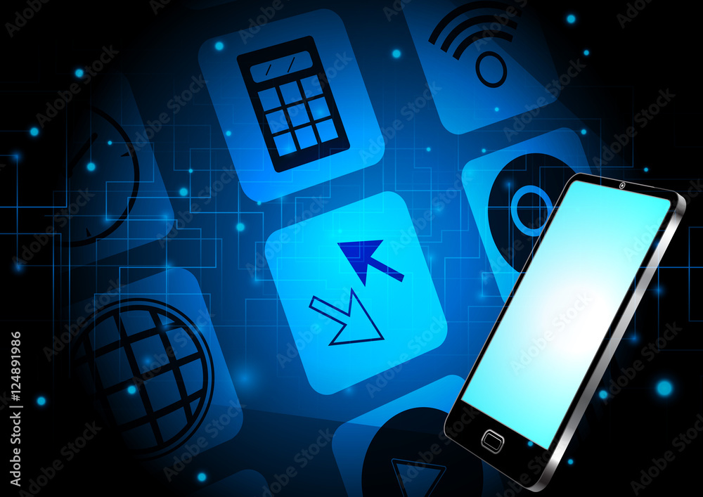 Abstract smartphone and application with technology background concept ...
